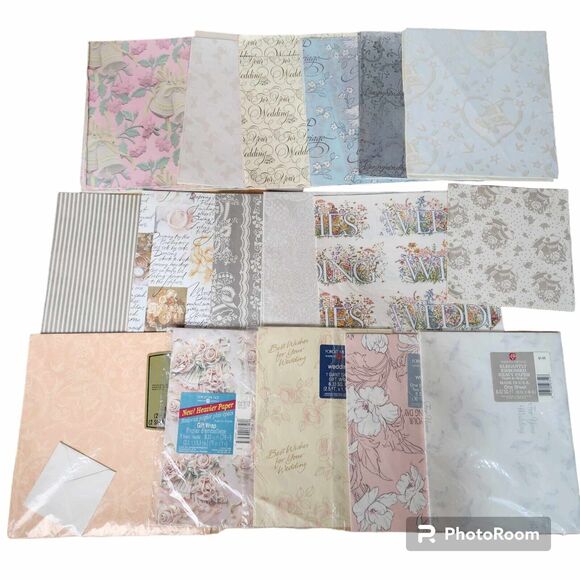 Party Supplies | Vintage Gift Wrap Lot Wrapping Paper Wedding Bridal ...